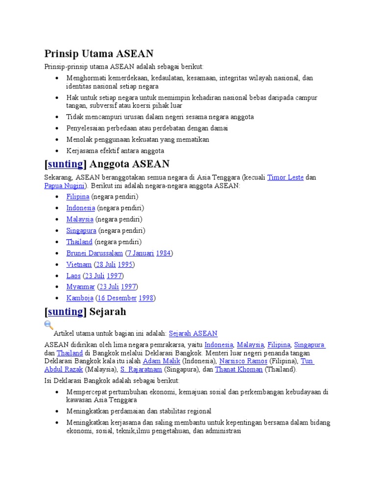 Prinsip dan Sejarah ASEAN | PDF