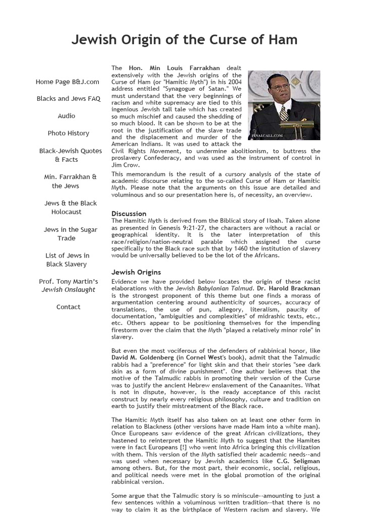 2012 - Jewish Origin of The Curse of Ham - Tony Martin | PDF | Ham (Son ...