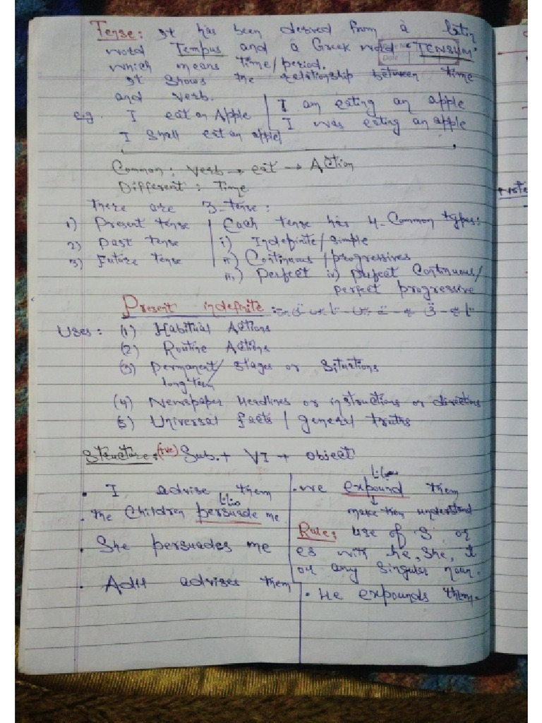 Tense Hand Written Notes | PDF