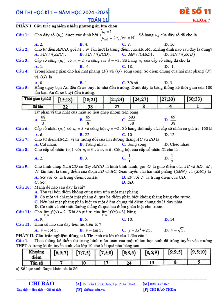 Đề số 11- (HK1-PBC-2024-2025) | PDF