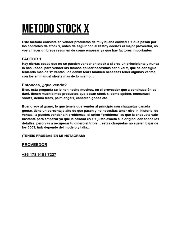 Metodo Stock X | PDF