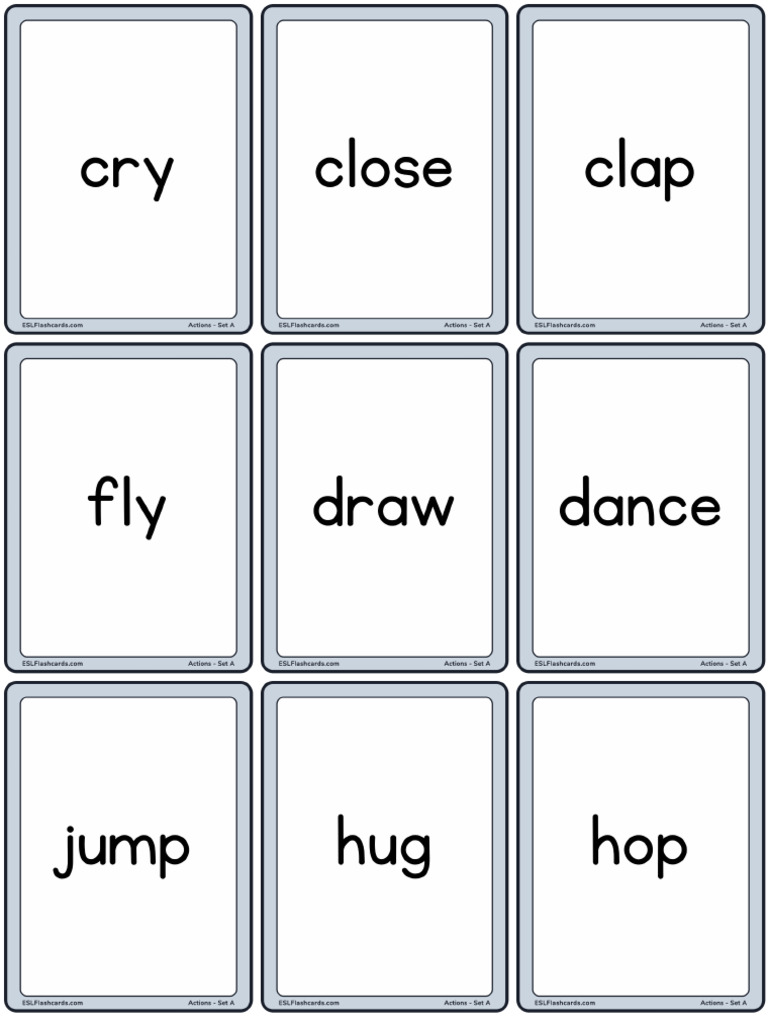 Actions Set A Small Word Cards | PDF