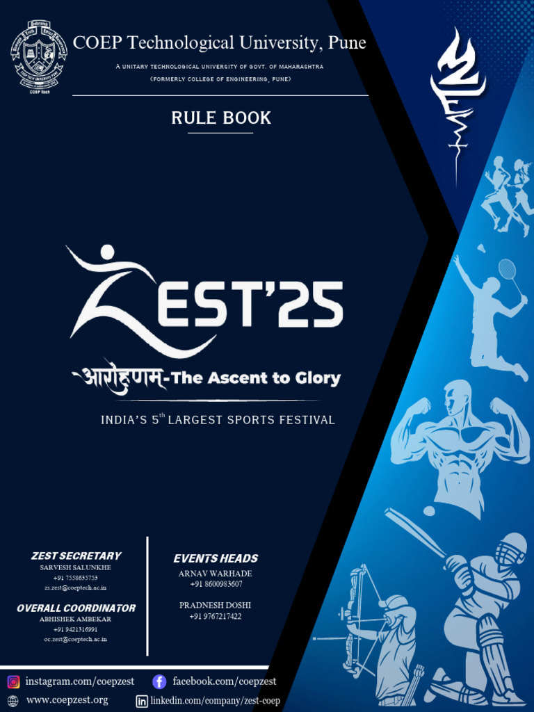 Zest'25 Rule Book... - Compressed | PDF | Cricket | Archery