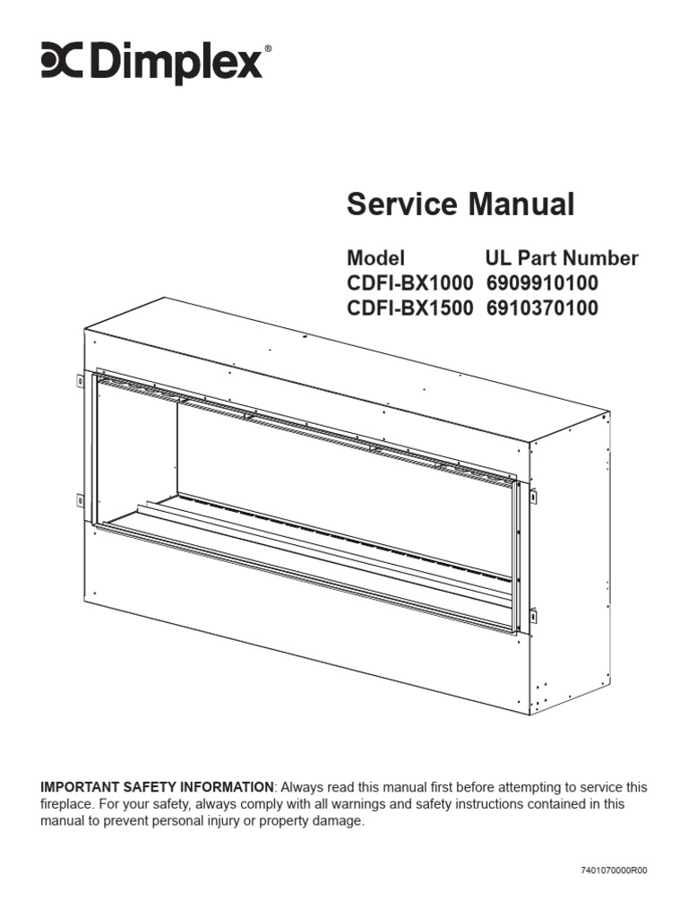 Dimplex Cdfi bx1000 or Cdfi bx1500 Electric Fireplace Service Manual ...