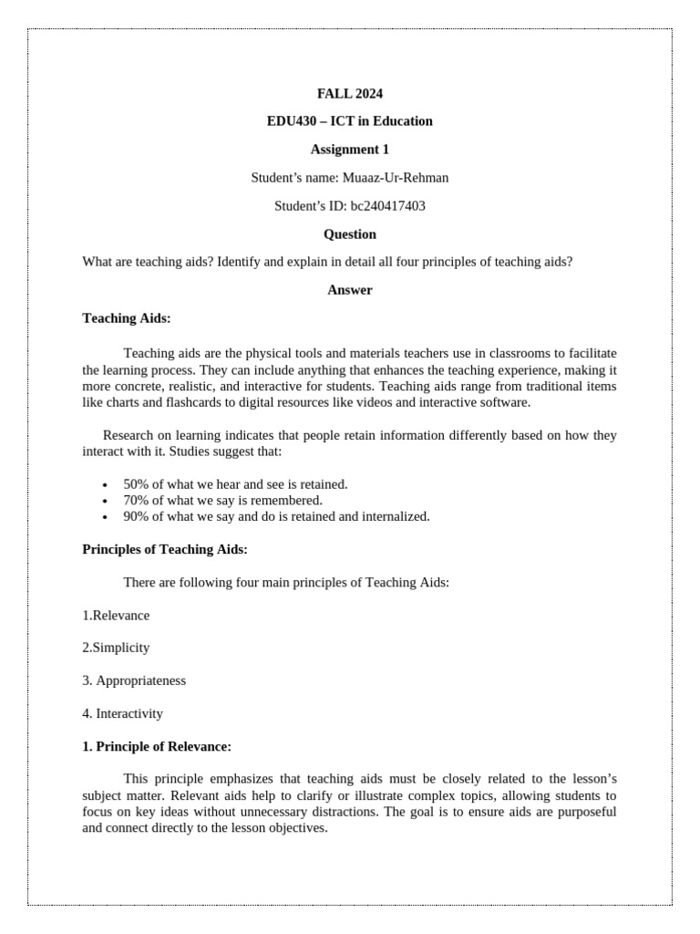 Principles of Effective Teaching Aids | PDF | Learning | Teachers