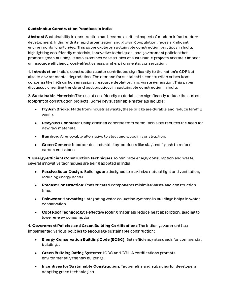 Sustainable Construction in India | PDF | Sustainable Architecture ...