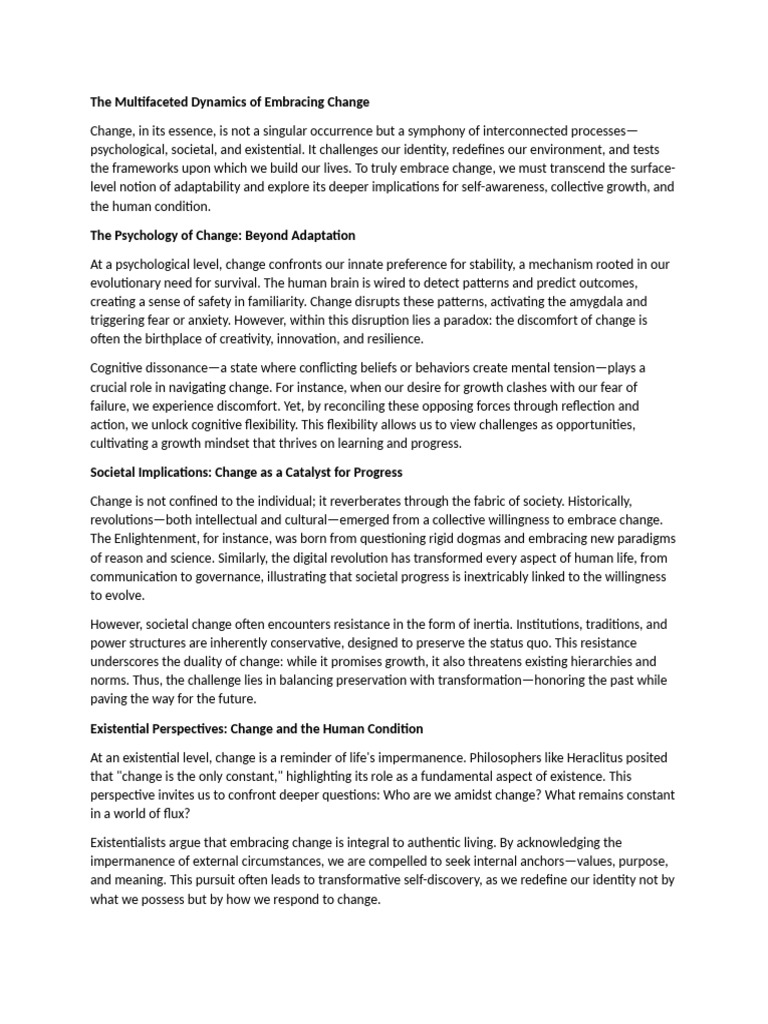 Art of Embracing Change-II | PDF | Existentialism | Psychology