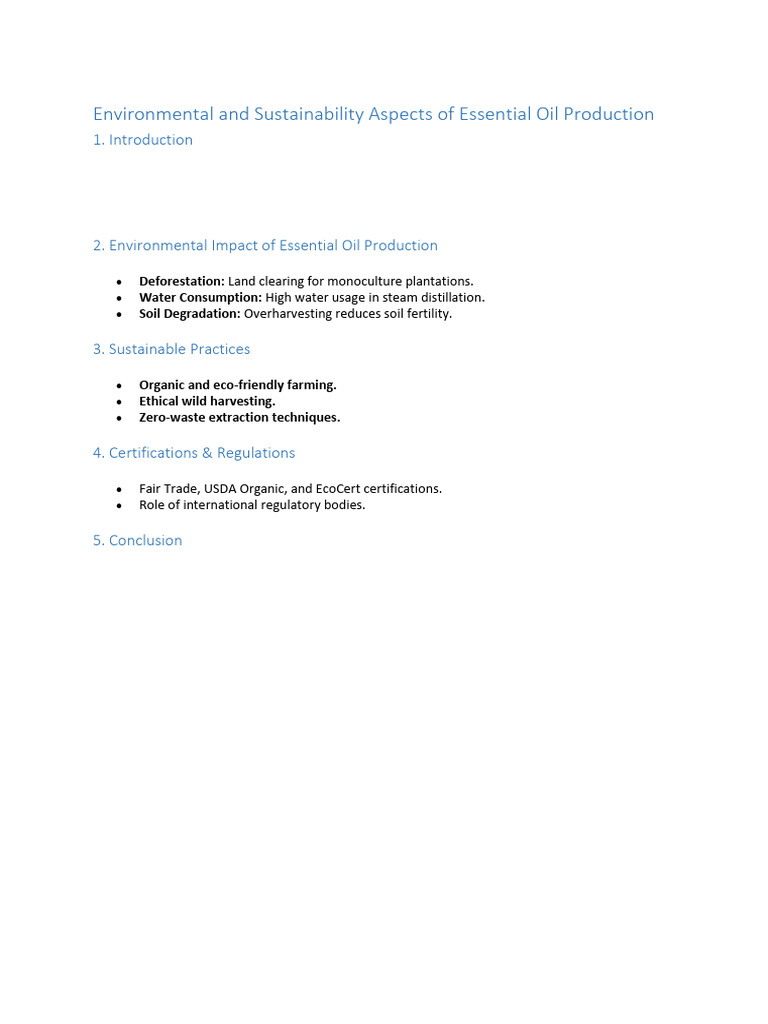 Environmental and Sustainability Aspects of Essential Oil Production | PDF