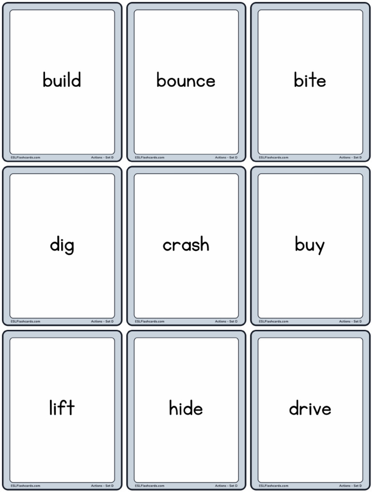 Actions Set D Small Word Cards | PDF