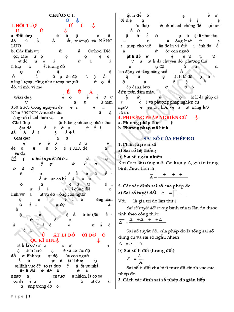 Cong Thuc Vat Li 10 HK1 | PDF