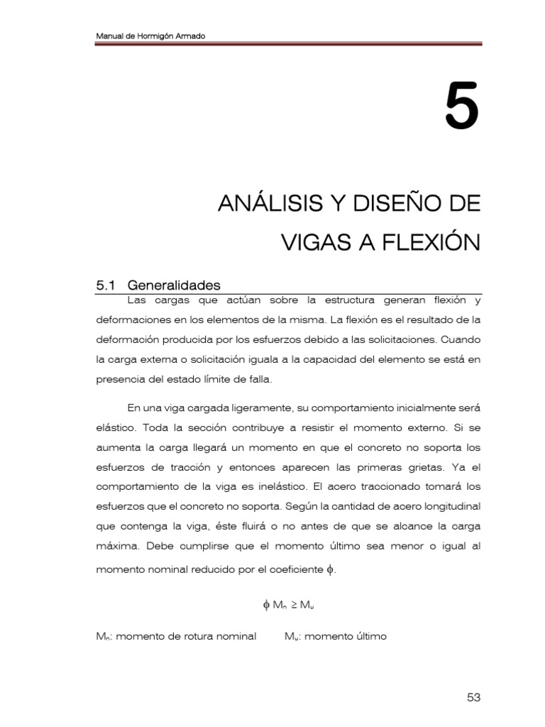 5 Capítulo 5 Análisis y Diseño de Vigas A Flexión | PDF | Hormigón | Viga (Estructura)