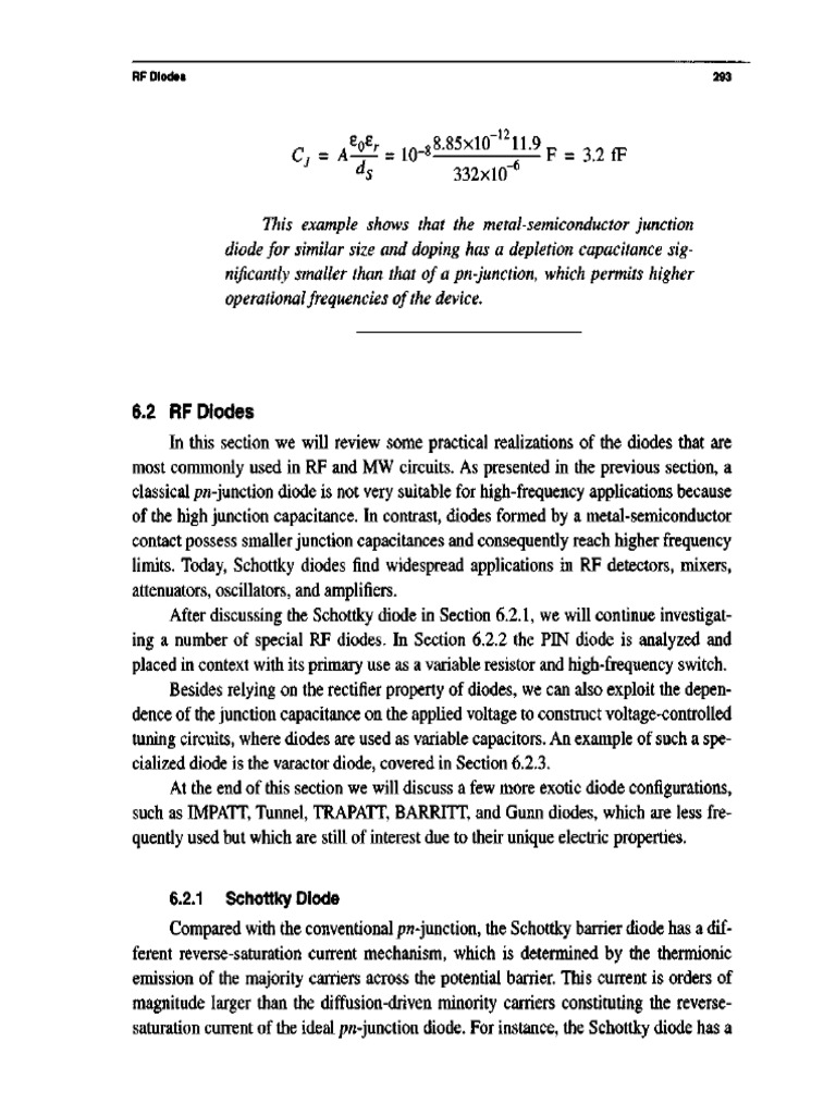 RF Diodes: Schottky and PIN Analysis | PDF | Bipolar Junction Transistor | Diode