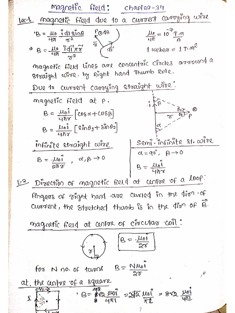Magnetic Field Short Note | PDF