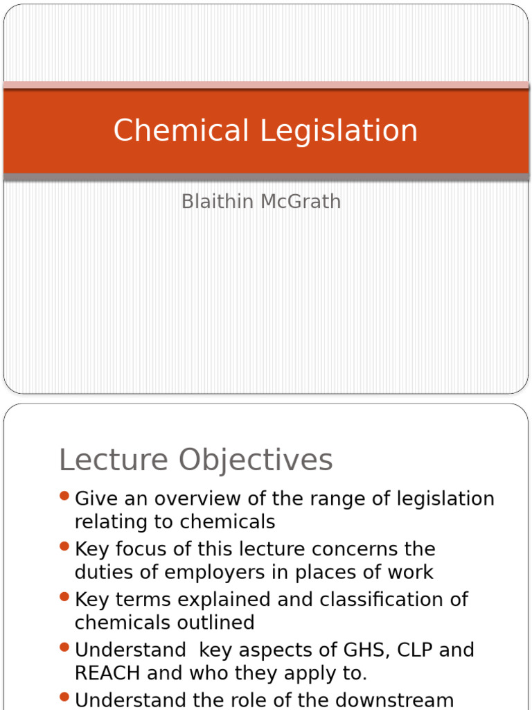 Chemical Legislation - An Overview 2016 | PDF | Occupational Safety And ...