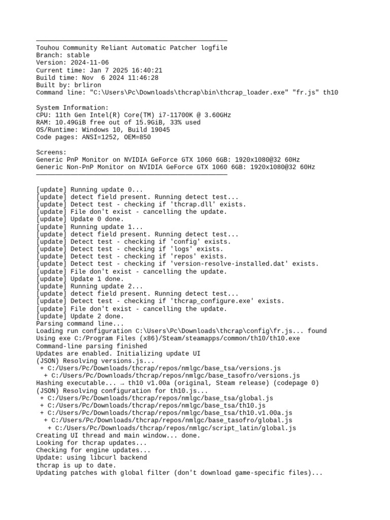 thcrap_log.3 | PDF | Command Line Interface | Computing