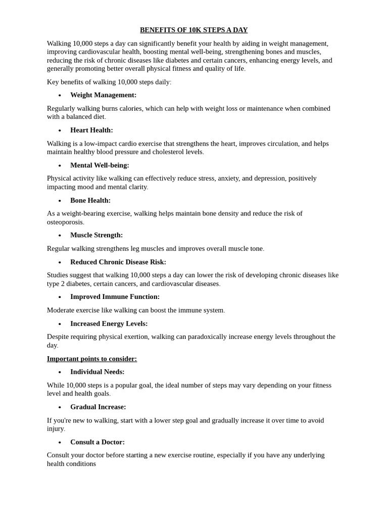 Benefits of 10k Steps | PDF