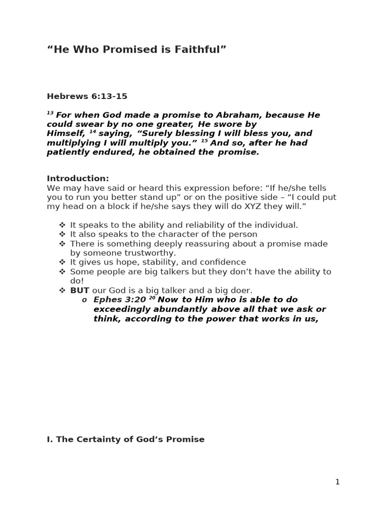 He Who Promised Is Faithful | PDF | Abraham | Theology