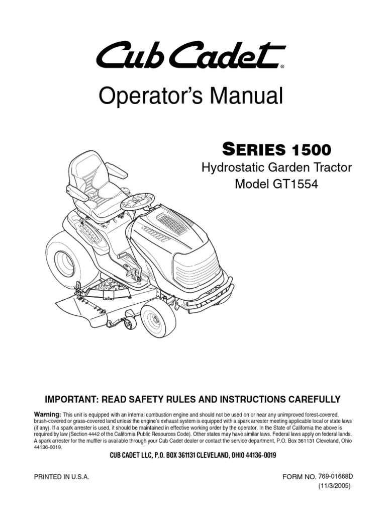 Cub Cadet Operators Manual | PDF | Tractor | Manual Transmission
