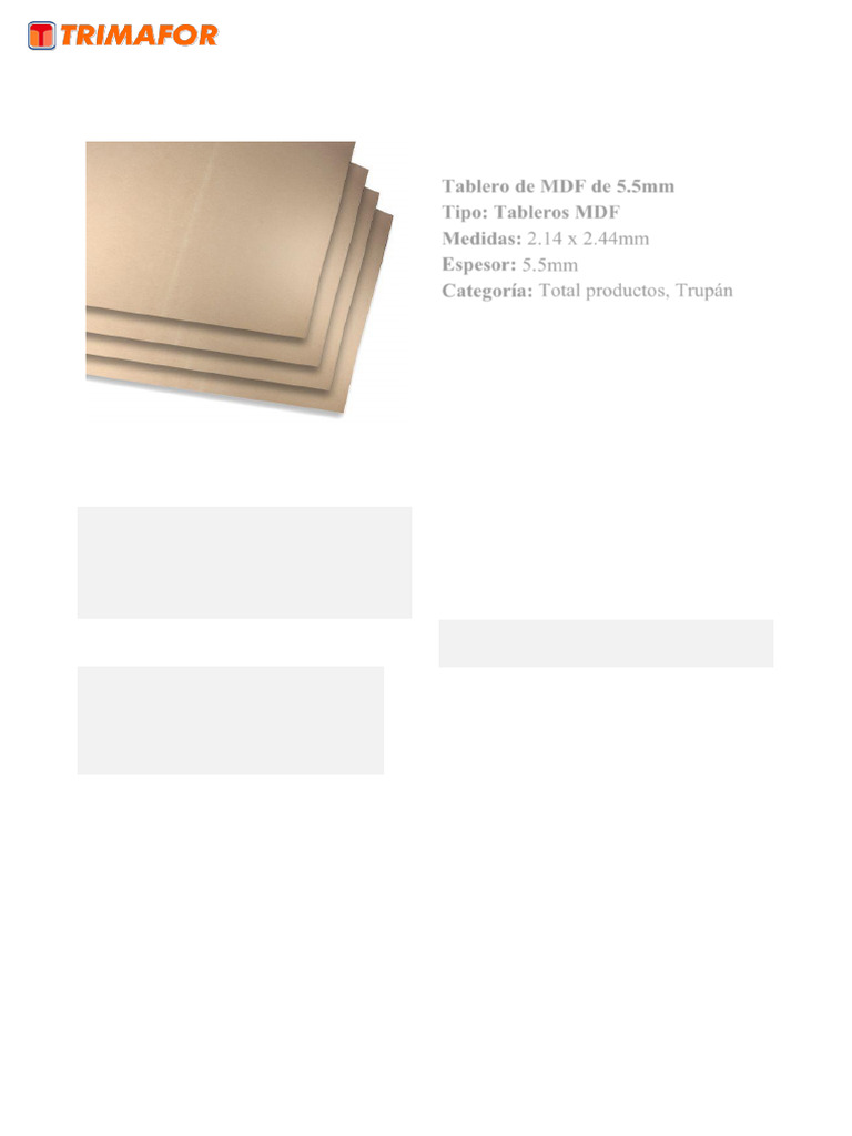 Tablero MDF Trupán: Ficha Técnica | PDF