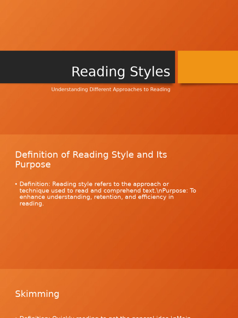Reading Styles for Effective Comprehension | PDF