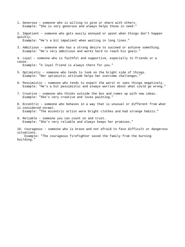 Character Vocabulary | PDF