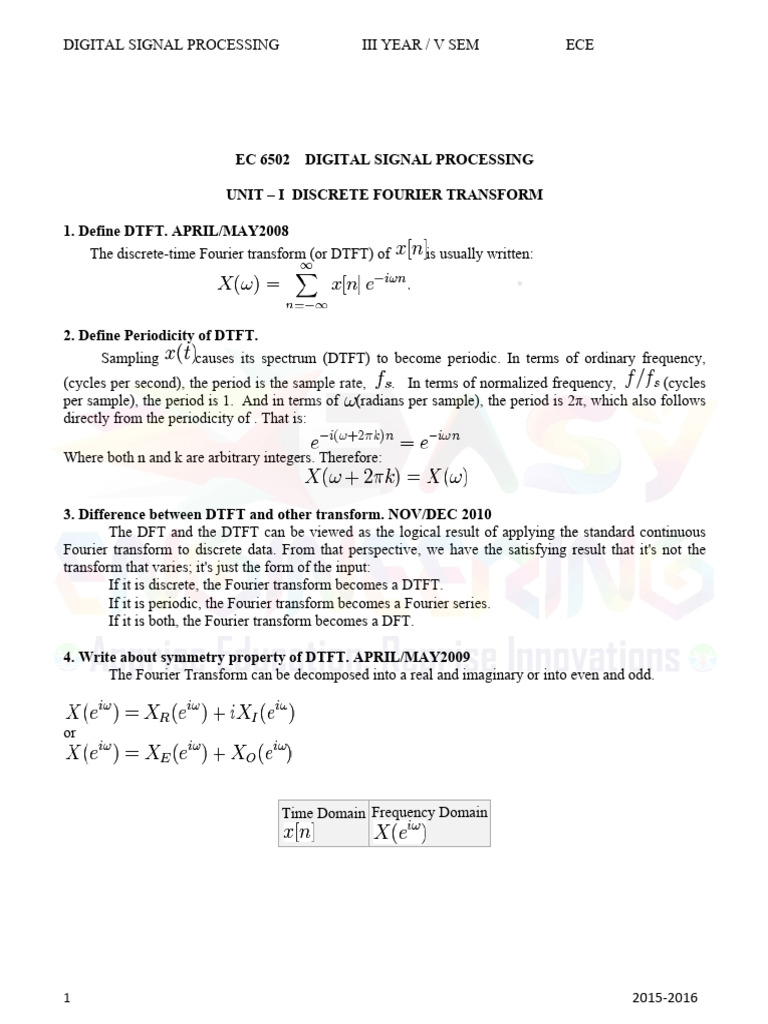 Ec6502 Principles Of Digital Signal Processing 11 By Easyengineering 5788