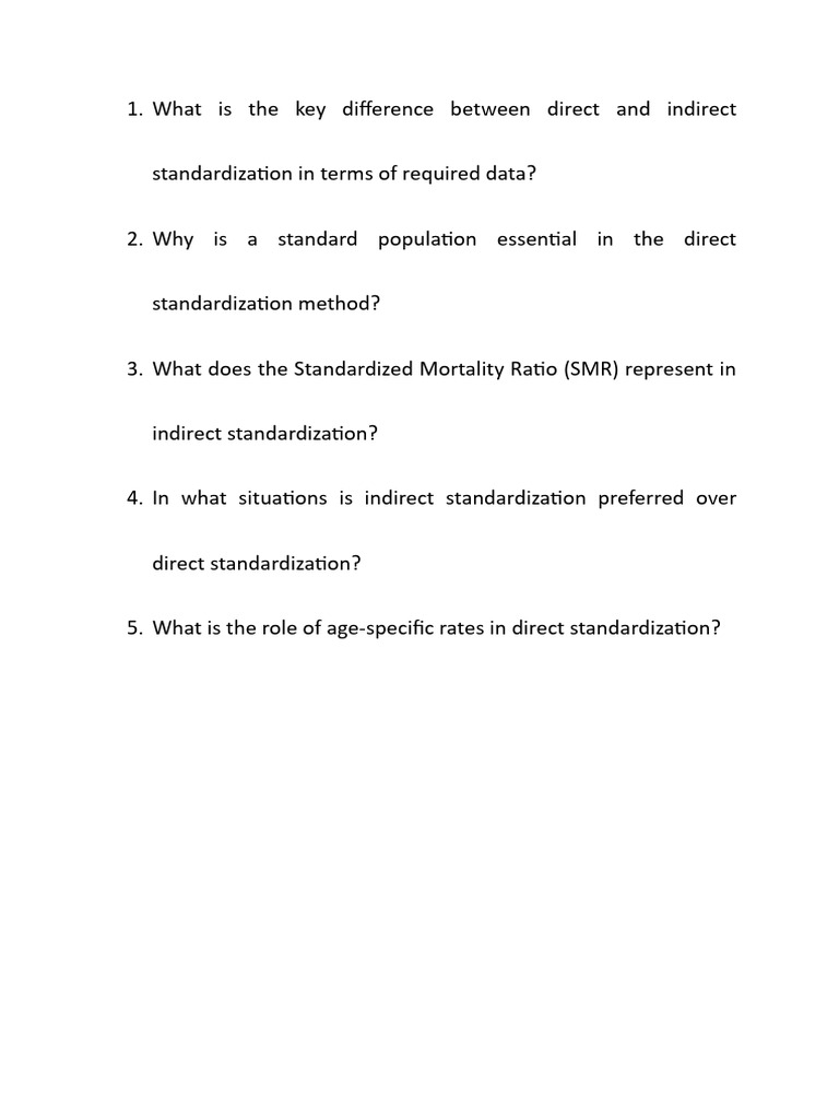 Direct vs. Indirect Standardization | PDF