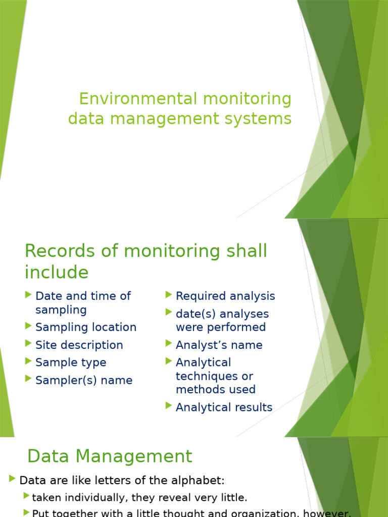 Environmental Monitoring Data Management Systems | PDF | Spreadsheet | Quality Assurance