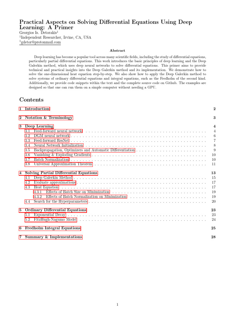 Practical Aspects On Solving Differential Equations Using Deep Learning | PDF | Partial ...