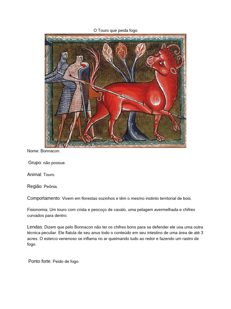 Bonnacon: O Touro que Peida Fogo | PDF