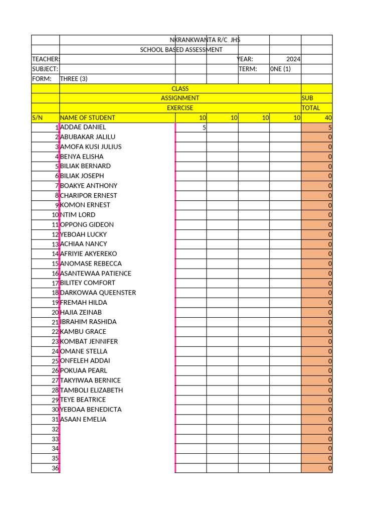 Assessment Form 3 | PDF