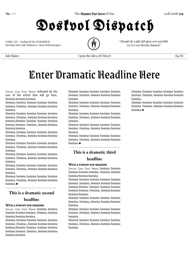 Doskvol Dispatch Template | PDF
