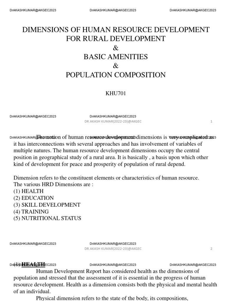 UNIT-4 (C) Dimensions of HRD & Basic Amenities & Population Composition-2022 | PDF | Cost Of ...