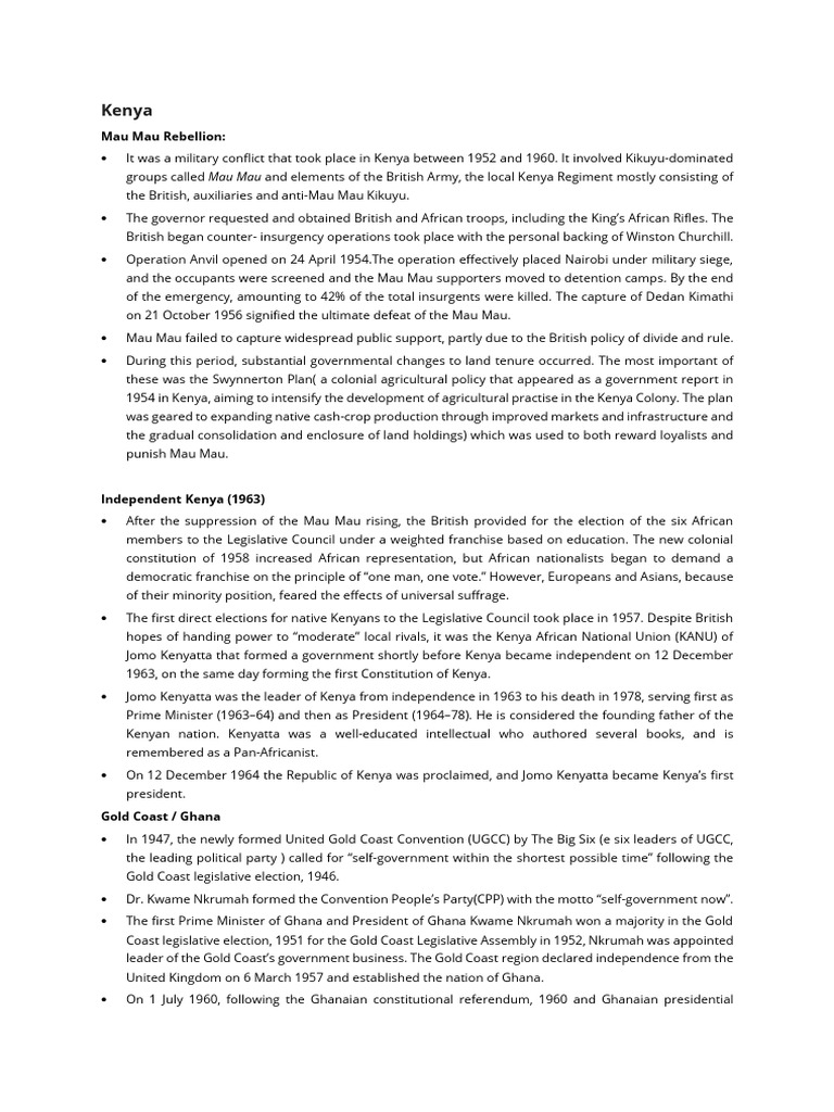 Handout - Decolonisation of Africa | PDF | Rhodesia | Sudan