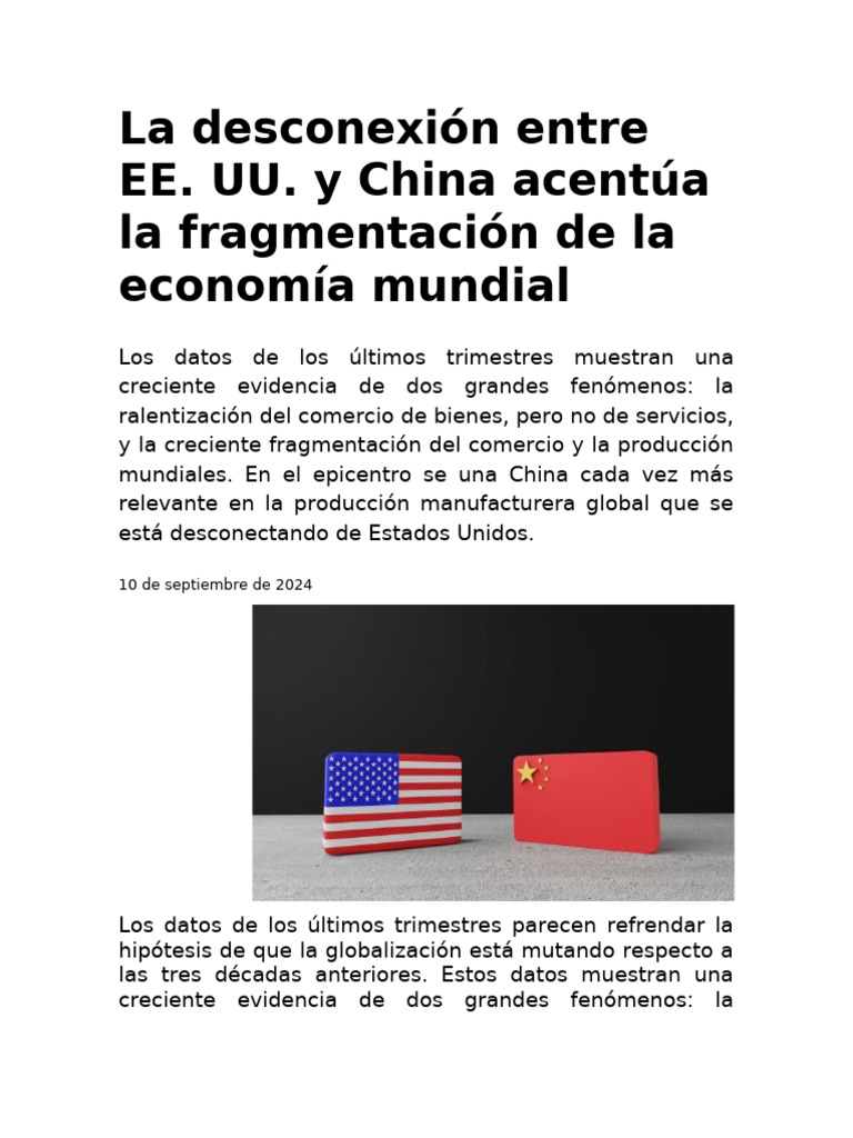 Desconexión EE. UU.-China y fragmentación global | PDF | Comercio | China