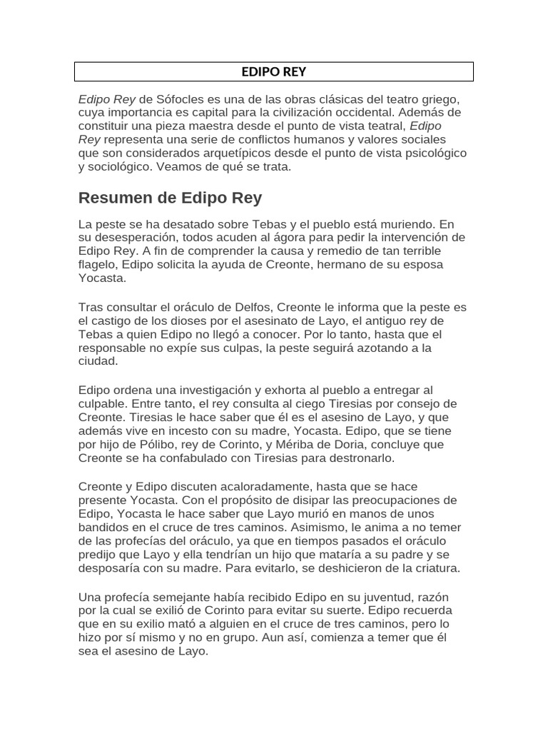 EDIPO REY Analisis | PDF | Edipo