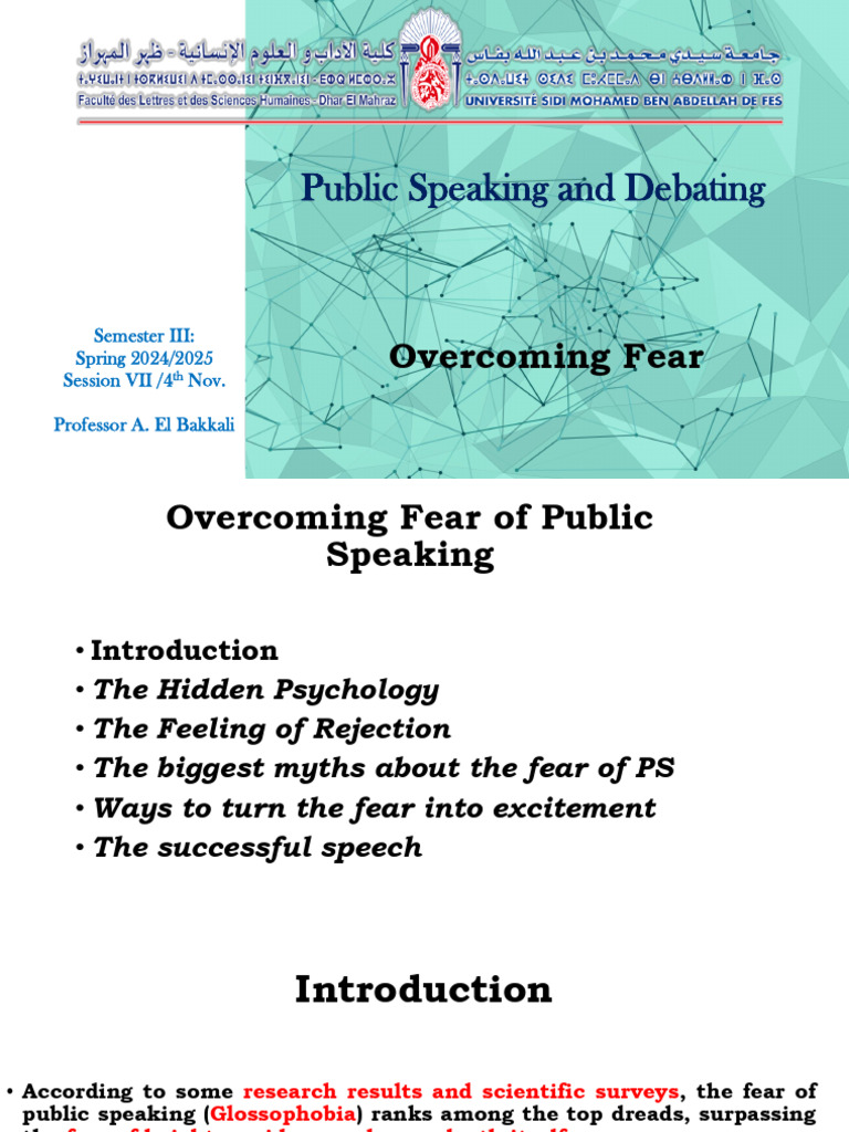 VII Public Speaking - Overcoming Fear - 241208 - 165844 | PDF | Fear | Public Speaking
