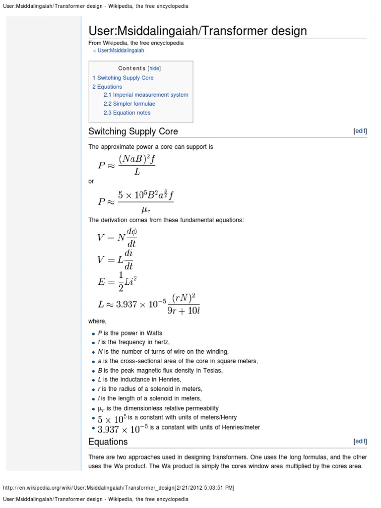 Transformer Design Equations | PDF | Transformer | Root Mean Square