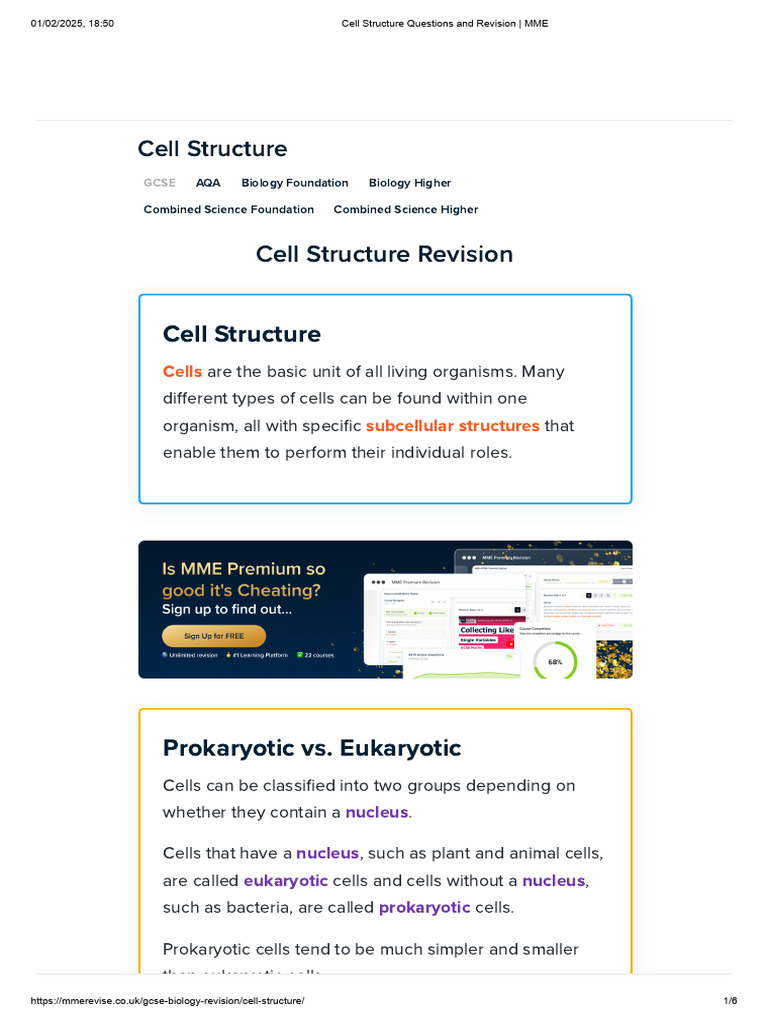 Cell Structure Questions and Revision _ MME | PDF | Cell (Biology ... Cell Structure Questions and Revision _ MME | PDF | Cell (Biology ...