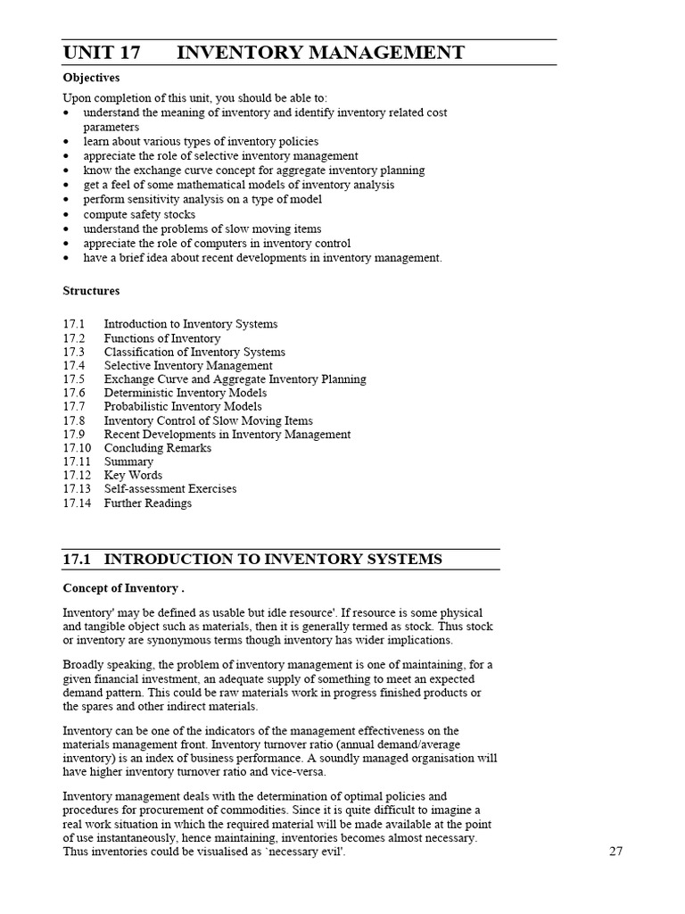 Inventory Management & Control | PDF | Inventory | Business Economics