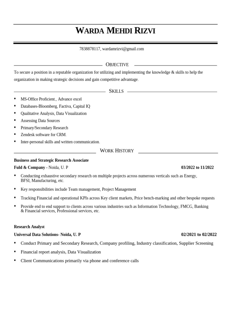 Warda Rizvi Resume | PDF | Business
