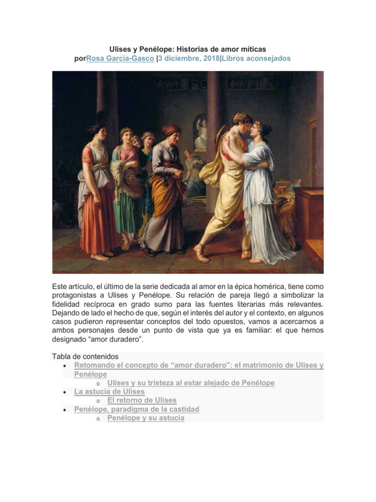 Ulises y Penélope: Amor y Astucia Mítica | PDF | Odiseo | Odisea