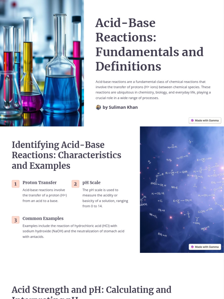 Acid Base Reactions Fundamentals and Definitions | PDF | Redox | Ph