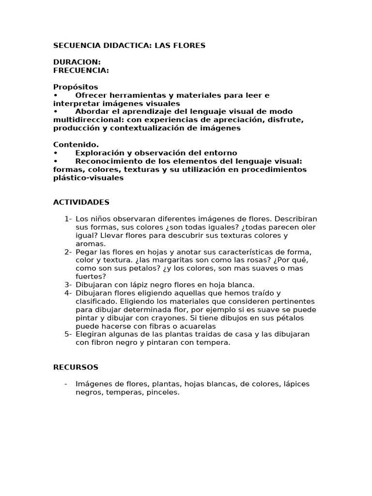 Secuencia Didáctica sobre Flores | PDF