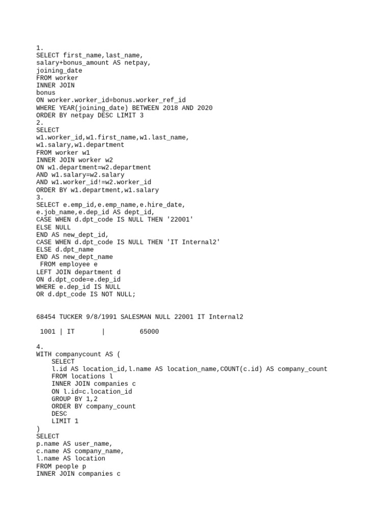 SQL Queries for Employee and Sales Data | PDF
