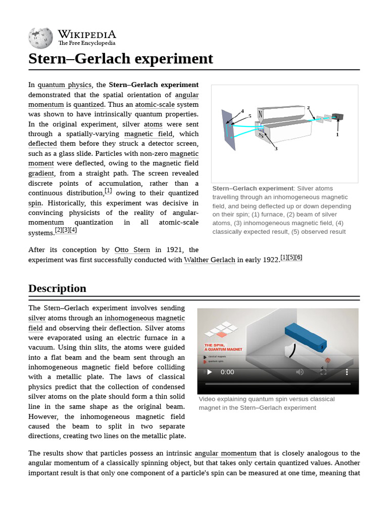 Stern-Gerlach Experiment | PDF | Spin (Physics) | Physical Sciences