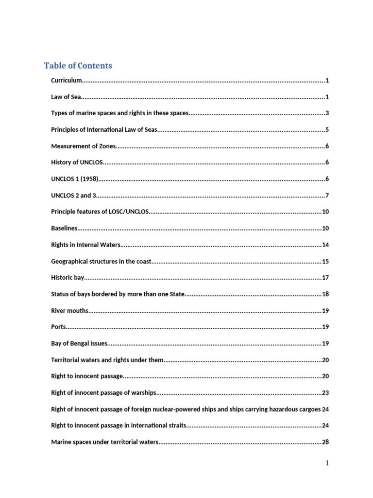 International Maritime Law Class Notes Final | PDF | Territorial Waters ...