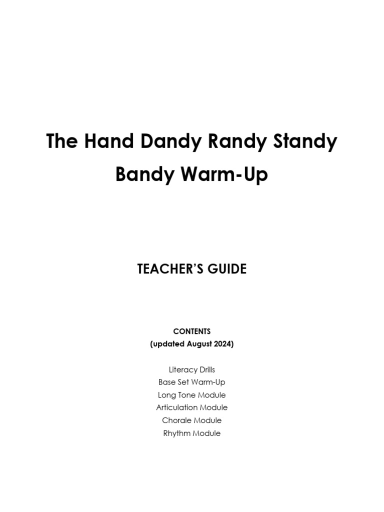 The Hand Dandy Randy Standy Bandy Warm Ups Teachers Guide | PDF | Clef ...
