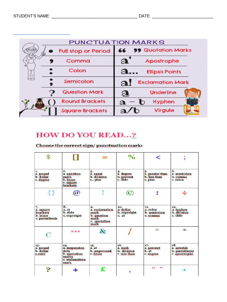 WRITING SKILL PUNCTUATION MARKS | PDF