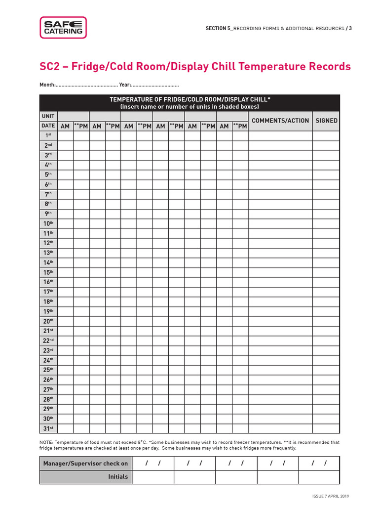 Sc2 Fridge Cold Room Display Chill Temperature Records | PDF